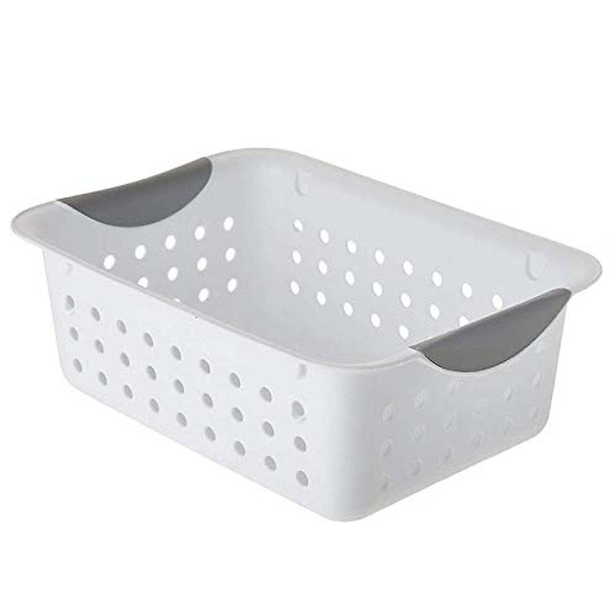 Sterilite 16228012 Small Ultra Basket, White With Titanium Inserts. Pack of 2