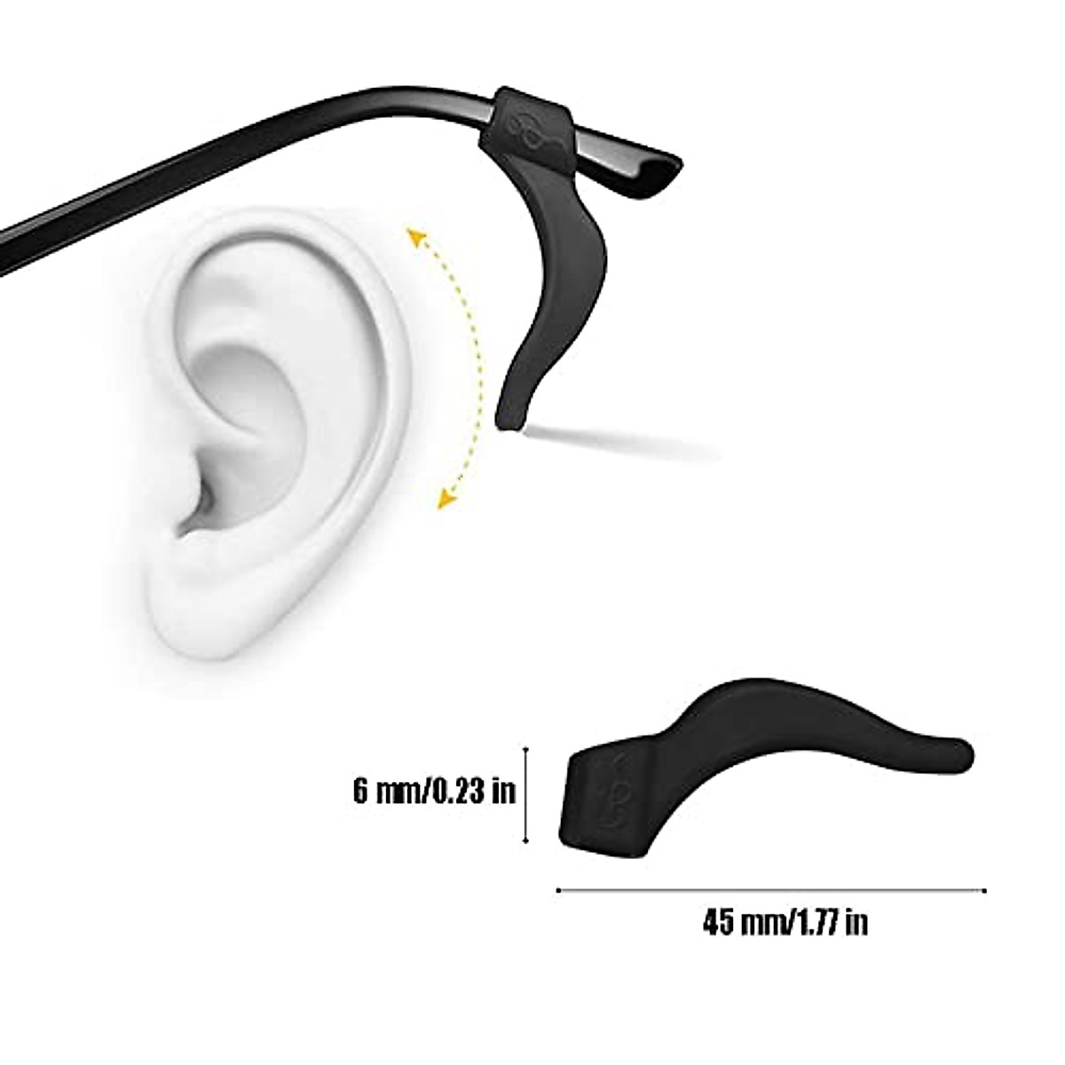 12 Pairs Eyeglasses Ear Grips, Anti Slip Elastic Comfort Glasses Retainers For Spectacle Sunglasses Reading Glasses Eyewear YJEG Yjeg001