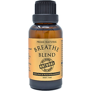 Prime Natural Breathe Essential Oil Blend 1oz - Pure, Undiluted, Therapeutic Grade for Aromatherapy, Scents & Diffuser - Sinus Relief, Allergy, Congestion, Cold, Cough, Headache
