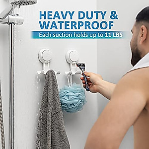 TAILI Shower Razor Holder Suction Cup 2 Pack, Vacuum Suction Razor Hanger for Shower Wall, Suction Door Hooks for Towel Loofah Sponge, Shower Razor Hooks for Bathroom Removable Waterproof, White