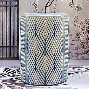 XARONF Modern Chinese Light Luxury Ceramic Drum Stools, Courtyard Garden Piers, Guzheng Stools, Living Room Replacement Shoes Embroidered Piers. (Color : Light Blue)