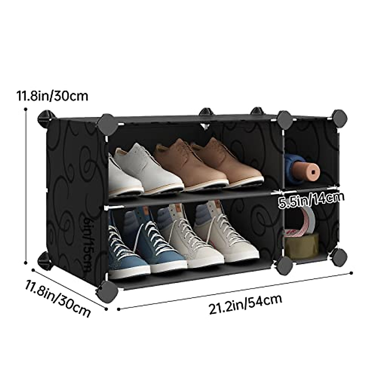 MAGINELS Portable Shoe Rack Plastic Shoe Organizer DIY Shoe Storage Shelf Organizer for Entryway Shoe Cabinet 36 Pairs, Black