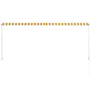 Tidyard Retractable Awning Yellow and White Fabric Window Canopy Front Door Sunshade Shelter Steel Frame for Terrace, Balcony, Garden 118.1 x 59.1 Inches (W x H)