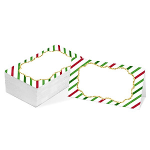 Table Place Card, Christmas Themed Tent Style Cards, Pack of 25 Half-Fold Reception Place Card, Perfect for Christmas Party, Wedding, Bridal & Baby Shower, Birthday, Banquet and Special Events B02