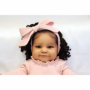 Angelbaby Reborn Real Life Baby Dolls 24inch Soft Silicone Realistic Weighted Dark Brown Skin Newborn Reborn Toddler Girl Doll Detailed Toys for Children Gifts