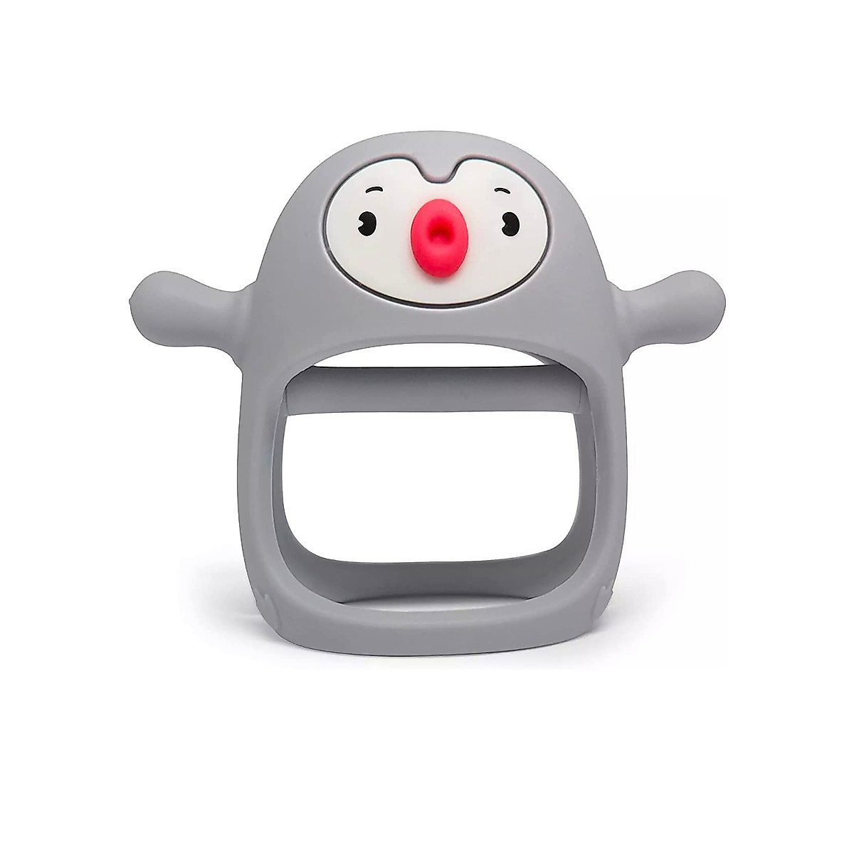 Wearable Penguin Teether, Never Drop Silicone Baby Teething Toy for Infants, Chew Toys for Sucking Needs, Hand Pacifier for Breast Feeding Babies, Car Seat Toy for New Born (Purple)