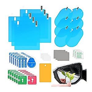 12PCS Car Rearview Mirror Waterproof Film, Rainproof Protective HD Clear Side Mirror Rain Guard, Anti Fog Glare Clear Nano Coating Car Sticker for Car Mirrors and Side Windows
