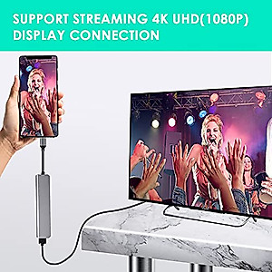 WskLinft 7-in-1 4K HDMI-Compatible Multiport USB 3.0 to USB-C Docking Station Hub Adapter for PC Computer Laptop Multi-Interface Docking Station Grey