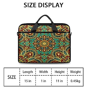 Embroidery Mandala Laptop Computer Bag Waterproof Shoulder Messenger Bag 13-15 inch Durable Laptop Tote Bag with Shoulder Strap Handle Lightweight Crossbody Briefcase