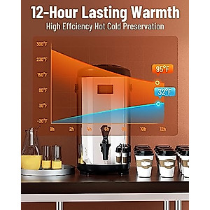 WantJoin Insulated Beverage Dispenser-75 Cup Hot&Cold water Urn for Catering-Stainless Steel Premium 12 L/3.2 Gallon Hot Drink Dispenser with Spigot for Coffee & Hot tea,Cold Milk,Water,Juice(Silver)