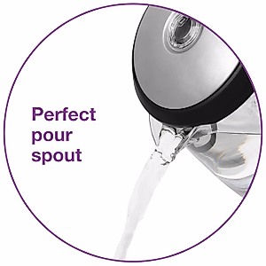 Salton Cordless Electric Compact Glass Kettle, Water Boiler and Tea Heater, Soft Blue Illumination, 1.5 Liter/Quart with Automatic Shut-Off and Boil-Dry Protection, 1100 Watts (GK1831)