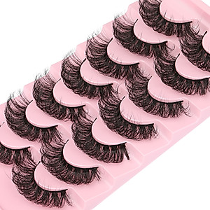 HeyAlice Mink Lashes Fluffy False Eyelashes 22mm Natural Dramatic Eye Lashes Pack D Curl Volume Strip Fake Eyelashes (HY2)