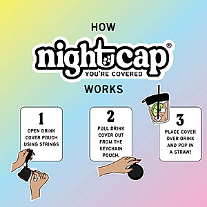 Nightcap Keychain - The Reusable Drink Spiking Prevention Accessory - Conveniently Attach the Key Ring Key Chain Pouch to Your Keys, Handbags, or Purse for Quick Access 4pk