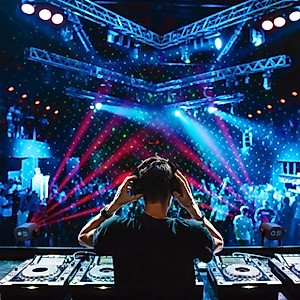 LyxJam 2-Deck Portable DJ Controller, Mixing Console with LCD Display, Manual Looping, USB, MIC Input, Record Output, 16 Performance Pads with Virtual DJ LE Software Included (Download) + Party Lights