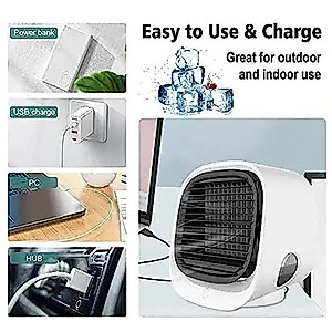 Portable Air Conditioner Fan Mini, Personal Air Cooler, Air Conditioner Fan with 3 Speeds, Personal Mini Evaporative Air Cooler for Home, Office and Room, USB Charging, Quiet,Green