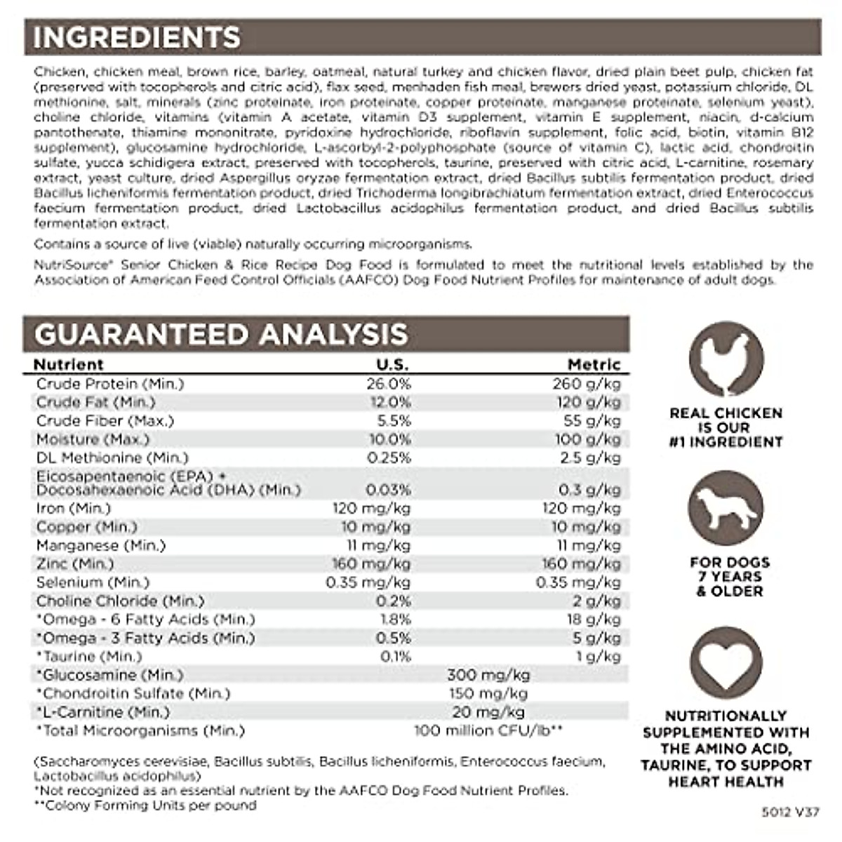 NutriSource Senior Dog Food, Made with Chicken and Rice, with Wholesome Grains, 30LB, Dry Dog Food