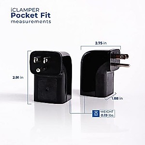 Clamper Single Outlet Surge Protector Right Angle & Space Saving, 1800 Joules, 1875W, for TV, PC, Xbox, PS5, Refrigerators and Other Appliances (Wall Surge Protector),1-Pack in Black