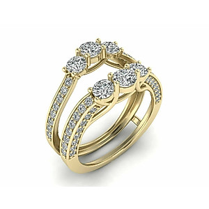 Om Jewellers 1.00 Ct Round Diamond Enhancer Wrap Engagement Wedding Ring 14K Yellow Gold Over (8.5)