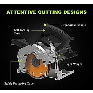 Tekware Masonry Saw with Dust Extraction, 110V 5 in Circular Saw, Light Weight Circular Saw for Wood, Masonry, Tile, and Concrete