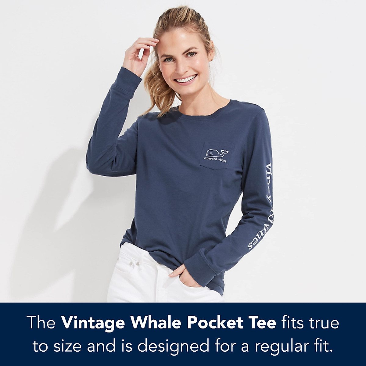 vineyard vines Women's Long-Sleeve Vintage Whale Pocket Tee, Flamingo, XX-Small