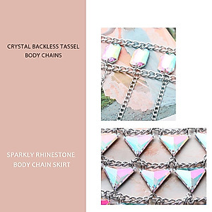 Salliy Rhinestone Waist Body Chains Skirt Silver Sexy Belly Chain Dress Summer Belly Belt Chain Jewelry Rave Festival Outfits for Women and Girls