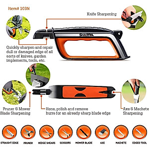 SHARPAL Pocket Knife Sharpener & Garden Tool Sharpener, Sharpening Straight and Serrated Knives, Lawn Mower Blade, Axe, Pruners, Shears, Scissors, Combo Gift Pack w/Greeting Card