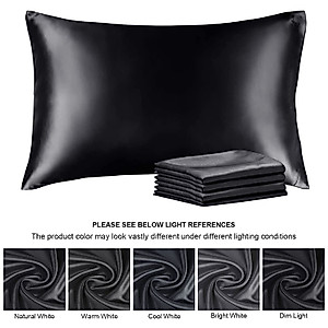 BEDELITE Satin Pillowcase for Hair and Skin, Super Soft Similar to Silk Pillow Cases 4 Pack with Envelope Closure, Cooling Pillowcases for Women Men (20"x26" Standard Size, Black)