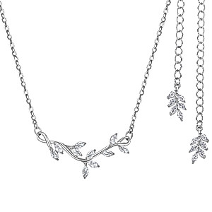 SWEETV Crystal Wedding Bridal Backdrop Necklace for Brides, Cubic Zirconia Dainty Vine Back Pendant Necklace for Women, Bridesmaid Gift