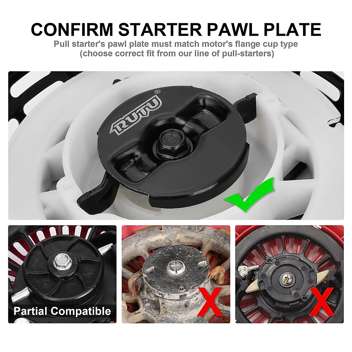 Recoil Starter for Predator 212 Coleman BT200X with Thicker Housing Pawl, RUTU Pull Starter Assembly Replacement for Honda GX160 GX200 5.5HP 6.5HP Small Engine Go Kart Mini Dirt Bike Black