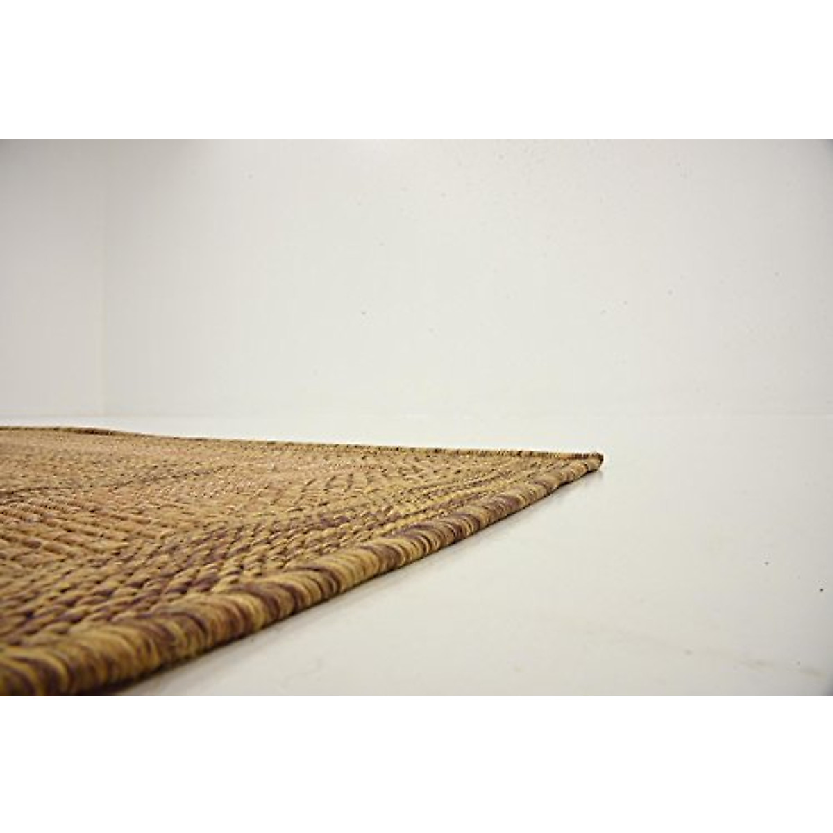 Unique Loom Outdoor Border Collection Area Rug - Multi Border (7' 1" x 10' Rectangle, Tan/ Light Brown)