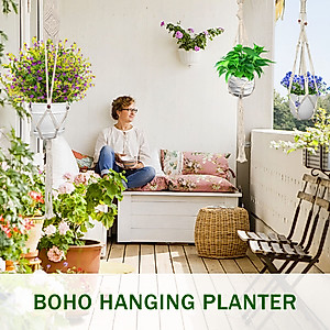 IGaiety Macrame Plant Hanger,7 Pack Plant Hanger Indoor Hanging Macrame Planters with 7Pcs Ceiling and S Hooks-Handmade Macromay Plant Hanger Outdoor Macrame Plant Holder for Boho Home Decor