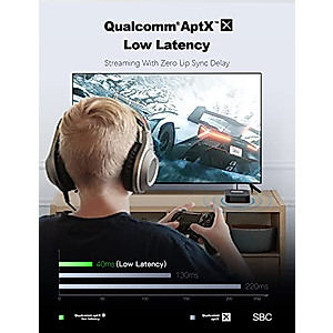 Bluetooth 5.0 Transmitter Receiver for TV 2-in-1 Wireless Bluetooth Adapter with Optical AUX RCA Connection, aptX Low Latency, Pair 2 Devices Simultaneously for PC/Car/Home Stereo/Speakers/Gym (black)