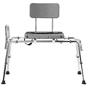 DMI Tub Transfer Bench and Shower Chair with Non Slip Aluminum Body, FSA Eligible, Adjustable Seat Height and Cut Out Access, Holds Weight up to 400 Lbs, Bath and Shower Safety, Transfer Bench,Gray
