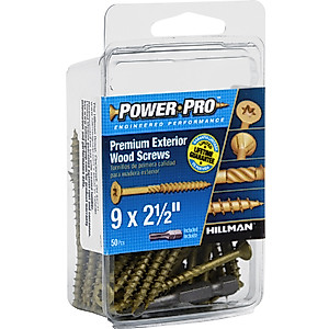 Hillman 42481 Power Pro Premium Exterior Wood Screw, 9 X 2 1/2-Inch, pack of 1 (50ps)