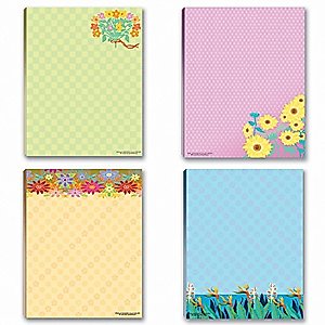 Floral Notepads - 4 Assorted Note Pads - Flower Theme Pads