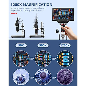 Digital Microscope,LLIMINK LM700 Coin Microscope 1200X,16MP Coin Micro Soldering Microscope with 7inch HDMI FHD IPS Screen,Dual Touch Dimming,Windows/Mac OS/TV Compatible,32GB