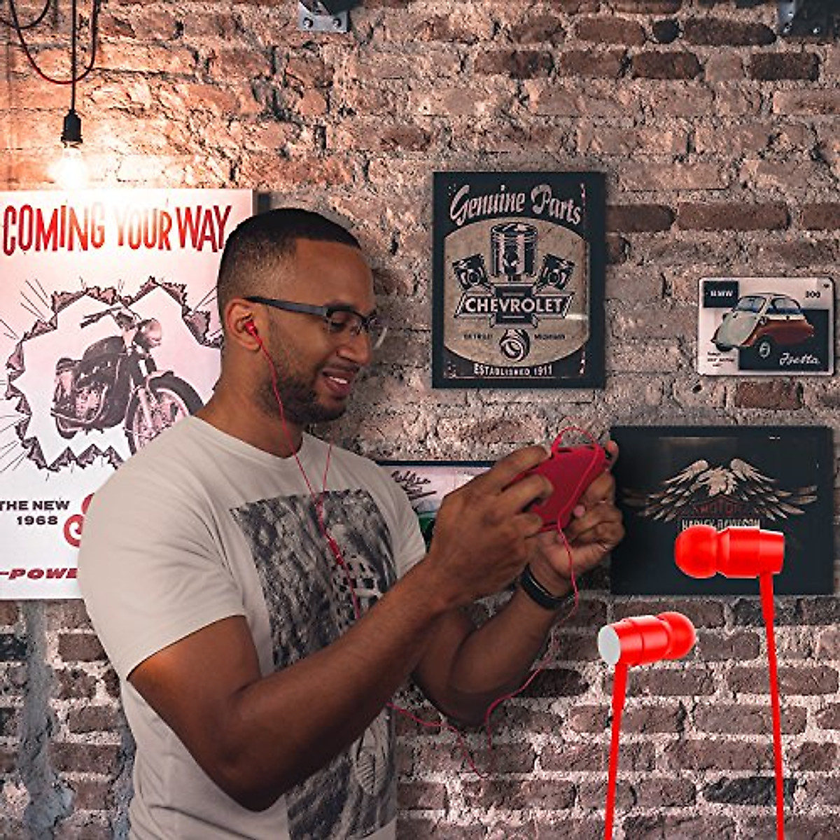 Orzly Switch Accessories Bundle – Carry Case for Nintendo Switch Console (NOT OLED MODEL) Tempered Glass Screen Protectors, USB Charging Cable, Switch Games Case, Comfort Grip Case & Headphones - RED