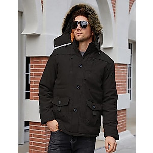 Tanming Men's Thicken Warm Winter Coat Mountain Ski Snowboard Jacket Hooded Parkas (Large, Black)