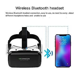 VR SHINECON 3D HD Virtual Reality Headset for Movies and Games VR Glasses Goggles 2K Anti-Blue Lenses, Adjustable Pupil & Object Distance for Phones 4.7-6.7"[2021 Newest]