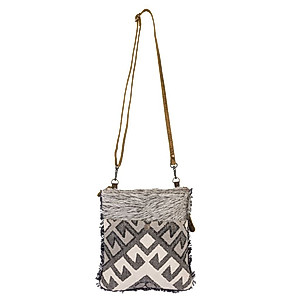Myra Bag Crisscross Fanrtasy Small & Crossbody Bag Upcycled Canvas, Leather, Cowhide & Rug S-2196