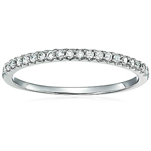 Vir Jewels 1/6 cttw Micro Pave Diamond Wedding Band for Women in 10K White Gold Prong Set, Size 5
