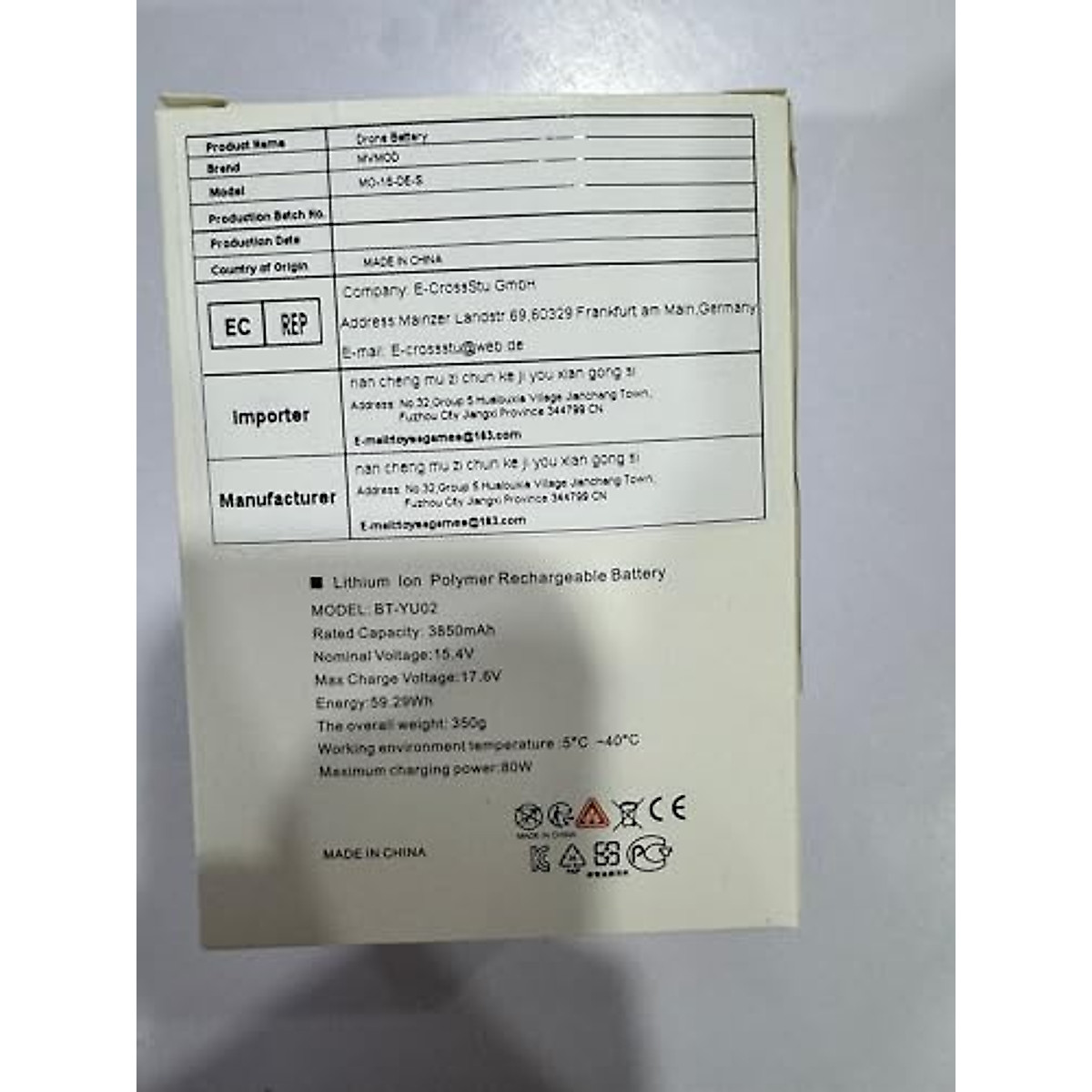 MVMOD Mavic 2 Pro Battery, 3850mAh 15.4V Intelligent Battery for DJI Mavic 2 Zoom/ 2 Pro Drone, 30Mins Max Flight Time