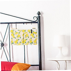 Lemon Bedside Cotton Linen Hanging Storage Bag Bed Storage Pocket Organizer Pouch Diaper Stacker for Bed Crib Craddle Baby Clothes Organizer