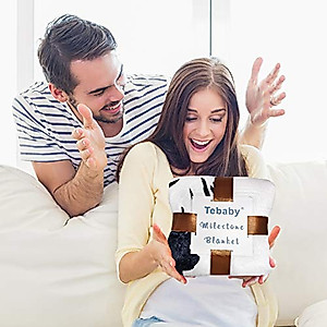 Tebaby Baby Monthly Milestone Blanket Boy - Newborn Month Blanket Unisex Neutral Personalized Shower Gift Deer Antlers Nursery Decor Photography Background Prop with Frame Large 51''x40''