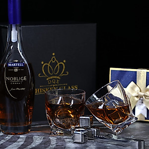 DQX Whiskey Glasses Gift Set of 4 Old Fashion Glass, Tumblers for Drinking Bourbon, Cocktail, Cognac, Irish Whisky, Large 10oz Premium Crystal Glass