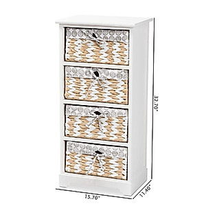 Baxton Studio Rianne Modern Transitional White Finished Wood 4-Basket Storage Unit