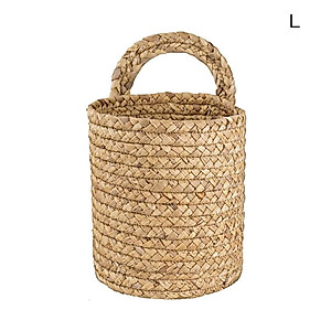 HUIKJI 2Pcs Water Hyacinth Hanging Baskets,Hand Woven Baskets for Plants & Accessories,Wall Hanging Small Storage Baskets Natural Sea Weed Baskets Garden Plant Baskets