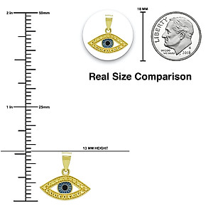 Charm America - Gold Evil Eye Charm with Enamel - 10 Karat Solid Gold - Evil Eye Protection Pendant