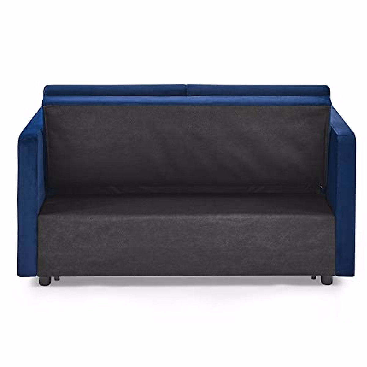 FANYE Velvet Upholstered Loveseat Sleeper w/Side Storage Pockets, 54.5" 2-Seaters Sofa with Pull-Out Couch Bed with Adjustable Cushions Backrest for Living Room Apartment Office Small Space, Blue