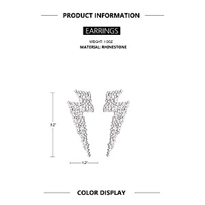 KELMALL Crystal Lightning Bolt Dangle Earrings for Women - Flash Statement Earrings, Trendy Sparkly Drop Jewelry